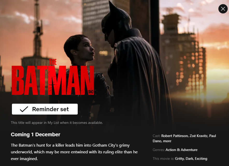 RELEASE DATE: Robert Pattinson “The Batman” Release on Netflix ANZ on 1 ...